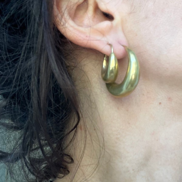 Large Gold Hoops / Big Hoops / Golden / Spiral / Boho / Rustic ...