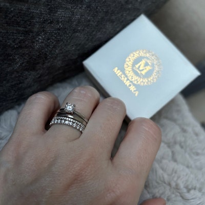 3mm Single Prong Ring Moissanite Wedding Band Dainty Matching Stacking ...