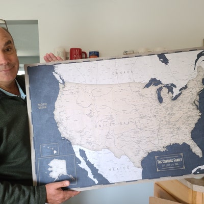 Large USA Push Pin Map Personalized Travel Map of the US Executive ...