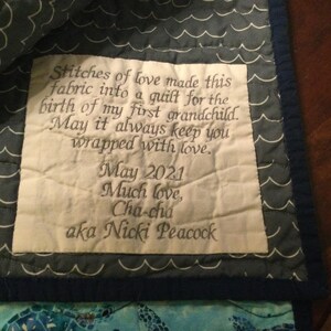 Machine Embroidered Personalized Quilt Label - Etsy