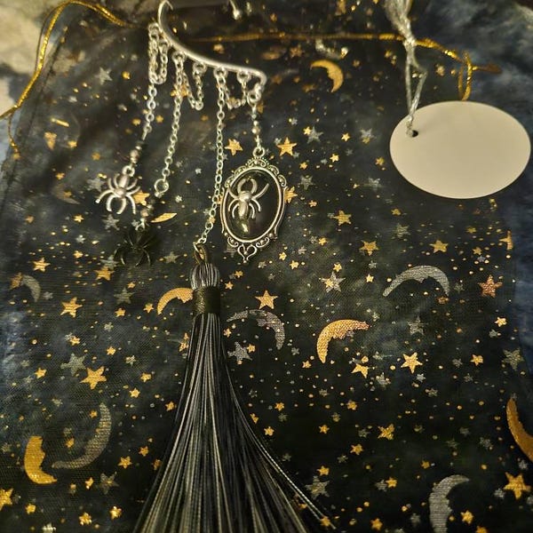 Luna Raven Ear Cuff With Purple Quartz Crystal, Bird Skull Ear Cuff ...