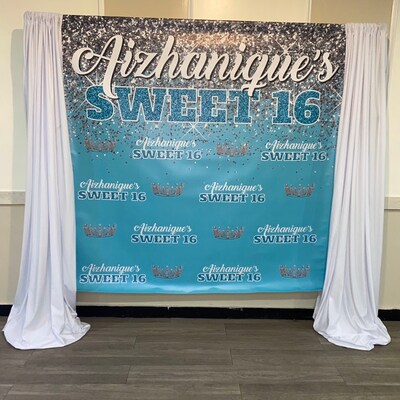 Sweet 16 Backdrop, Teal Backdrop, Turquoise Backdrop, Birthday Backdrop ...