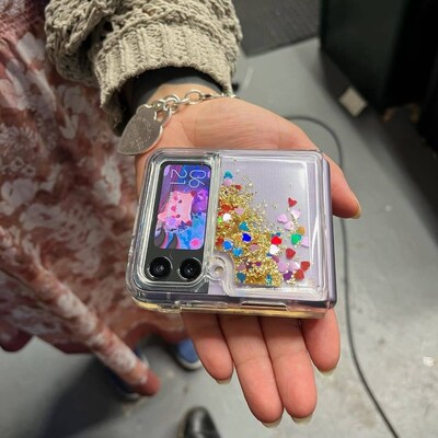 Gradient Phone Case, Holographic Heart Transparent Phone Case for ...