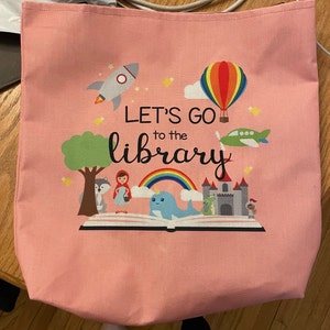 Personalized Library Tote Bag Custom Made Library Book Bag Three Sizes ...