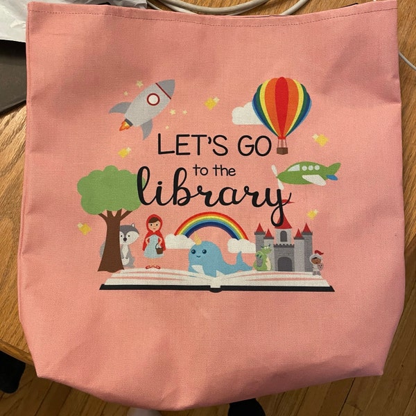 Personalized Library Tote Bag - Custom Made Library Book Bag - Three ...