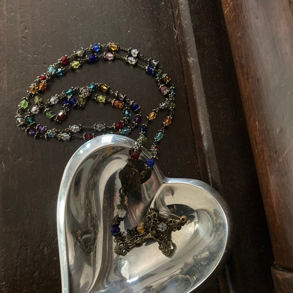 Colorful Bronze Catholic Rosary Beads~ Catholic Gifts ~ Crystal Rosary ...