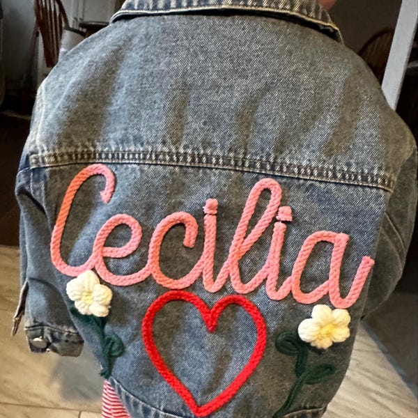 Personalized Kids Name Jean Jacket, Custom Girls Toddler Name Letter ...