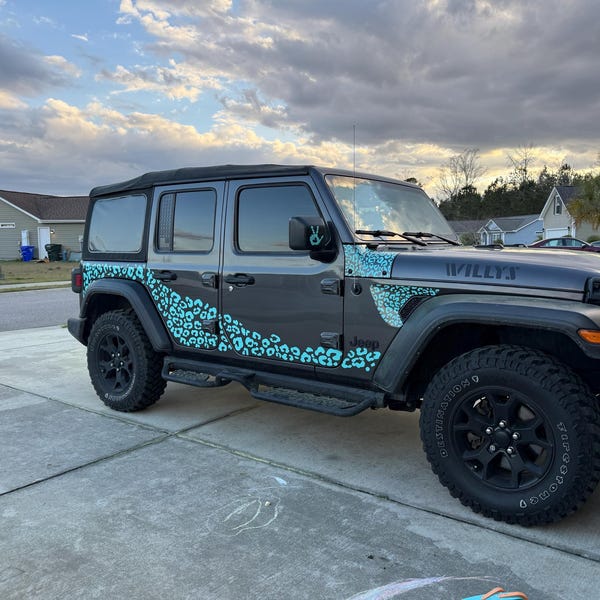 Leopard Print Graphics Decals Fit Jeep Wrangler Unlimited 4dr Jku JLU ...