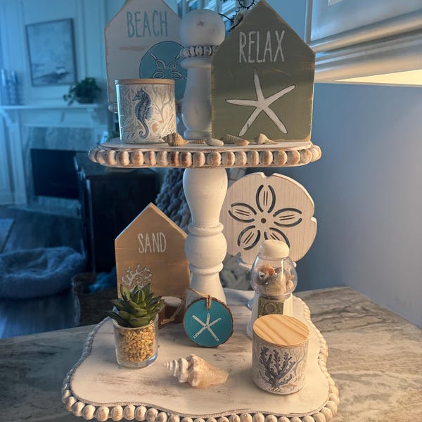 Rustic Summer TINY SIGNS SET of 2 Shelf Sitter Tiered Tray Decor Barn ...