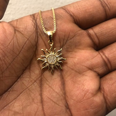 Sunshine Necklace, Sun Gold Necklace, Sunny Necklace, Celestial ...