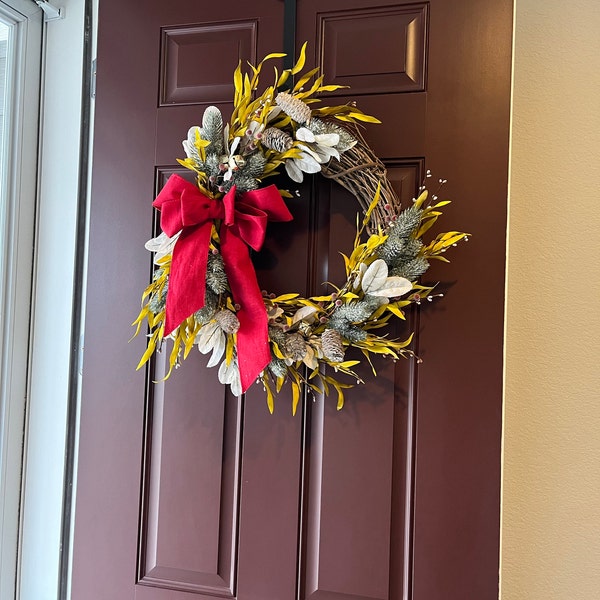 Neutral Fall Sunflower Wreath for Door, Wildflower Wreath, Cream and ...