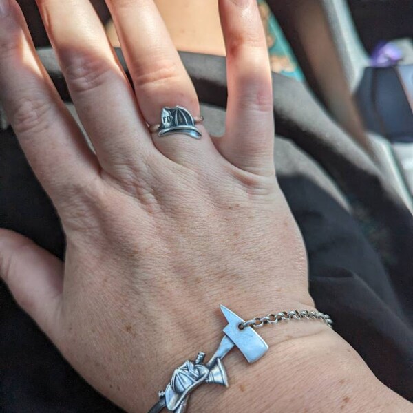 Firefighter Ring, Fireman Helmet Ring, Statement Ring, Firefighter ...