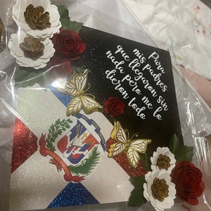 Custom Dominican Republic Graduation Cap Topper Flag Floral - Etsy