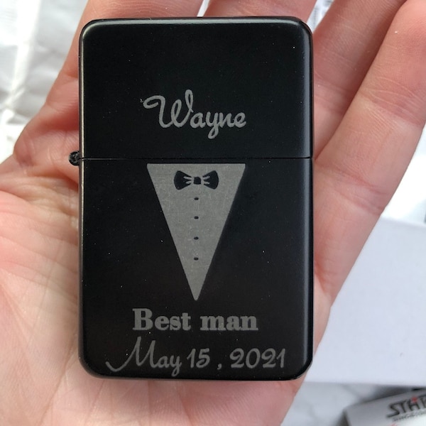 Wedding Personalised Lighters Gift Engraved Usher Best Man Groomsman ...