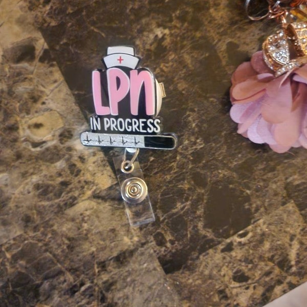 LPN in Progress Badge Reel: Retractable Swivel Alligator Clip, 2”, LPN ...