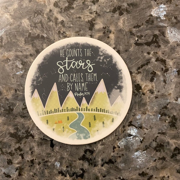 He Counts the Stars Sticker, Christian Stickers, Sticker for Autumn ...
