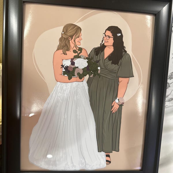 Bestie's Birthday Portrait Painting, Faceless Portrait, Personalized ...