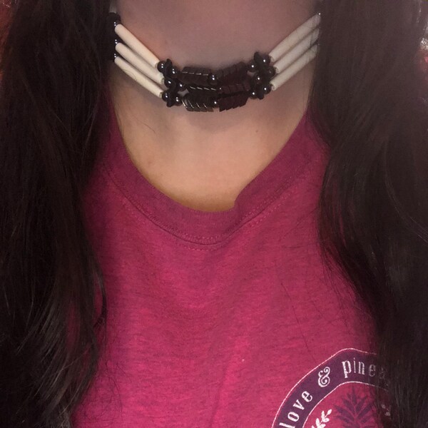 Native American 3 Std. Choker W/ White Bone & Hematite William Lattie ...
