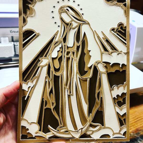 Virgen María SVG multicapa. Archivo para corte láser. Construcción por ...
