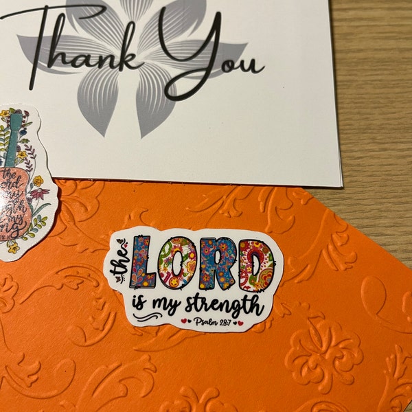 The Lord is My Strength Sticker, Bible Sticker Pack, Faith Stickers, Religious Decal, Psalms 28 ...