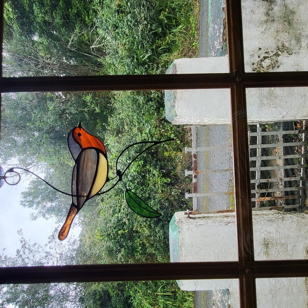 Robin Bird Stained Glass Window Hangings Christmas Gifts Handmade ...