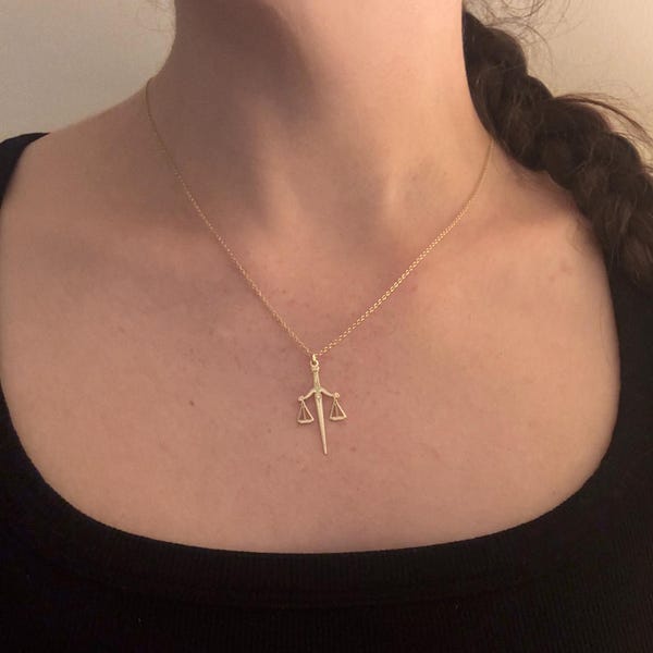 14K Gold Plated Dagger of Justice Libra Zodiac, Handcrafted Jewelry ...