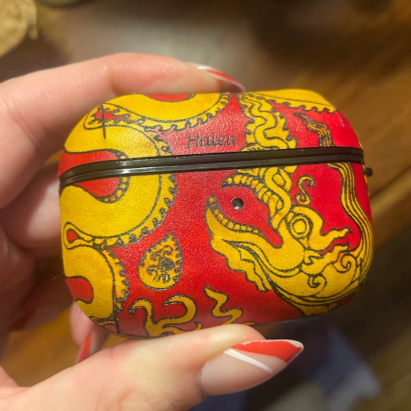 Hand-drawn Design for Airpods 1, 2, 3 Pro Case Leather Airpods Case ...