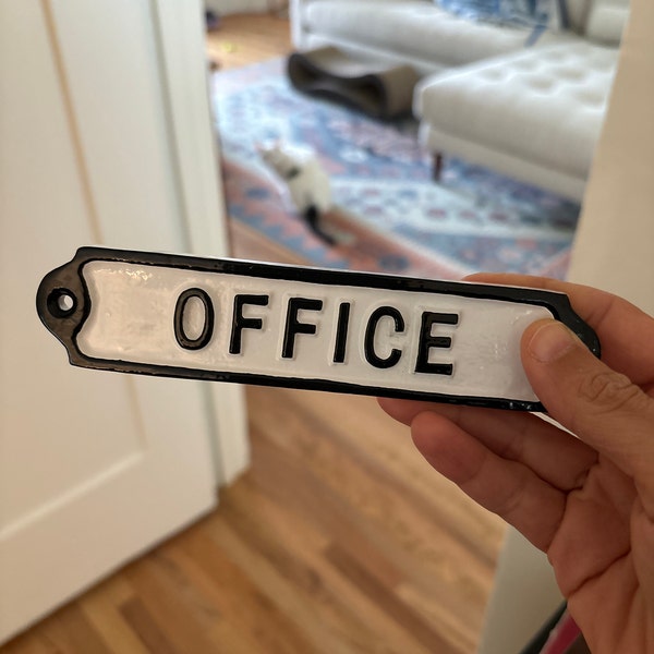 Vintage Office Sign - Solid Cast Metal Sign Office Black & White ...