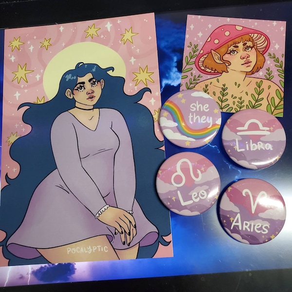 Pastel Pronoun Pins! Kawaii Aesthetic Pin Buttons - They/them, He/they ...