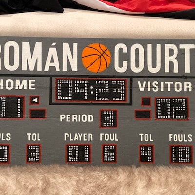 Basketball Scoreboard Various Sizes Hanging Wood Artwork Sports-themed ...