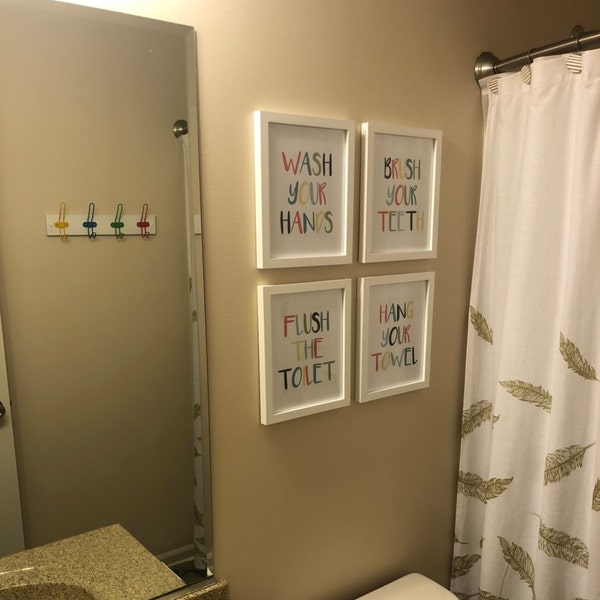 Kids Bathroom Art, Bathroom Wall Art, Bathroom Wall Decor, You Choose ...