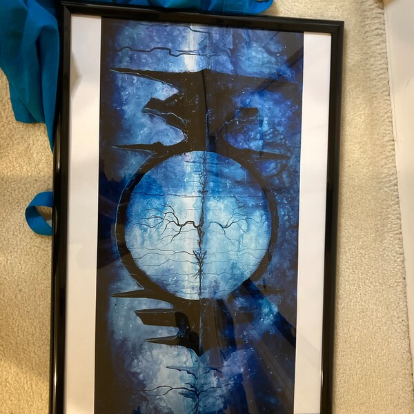 Mirror of Lost Souls - Deep Blue Wall Art Print - Dark Bridge Over ...