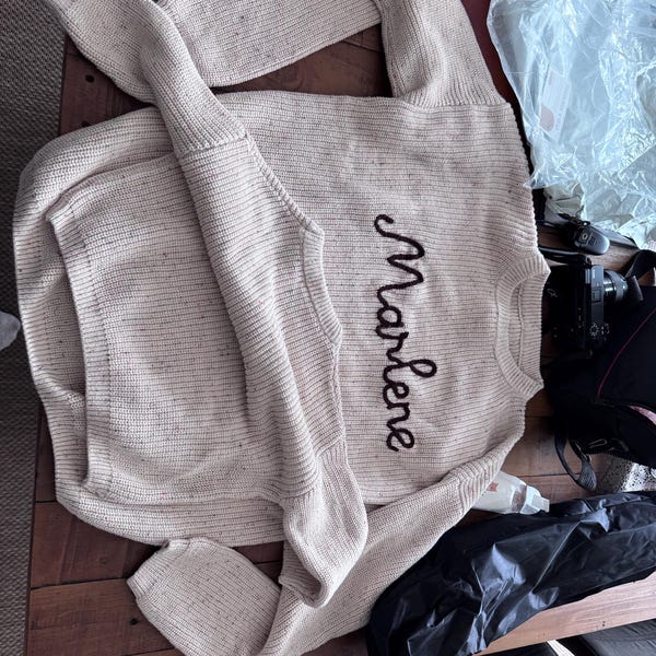 Custom Baby Girl's Sweater Featuring Hand-embroidered Name and Monogram ...