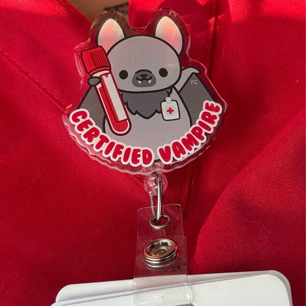 Licensed Vampire Acrylic ID Badge Reel for Phlebotomists, Phlebotomy ...