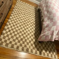 Large Beige and White Checkered Rug, Moroccan Berber Checkered Rug ...
