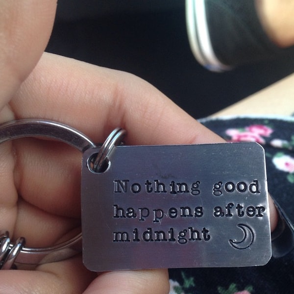 Hand Stamped Custom Message Keychain, Personalized Stainless Steel Key ...