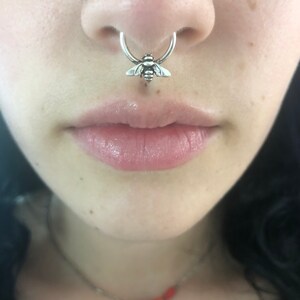 Honey Bee Septum Ring Solid Sterling Silver Nickel-free Bee Body ...