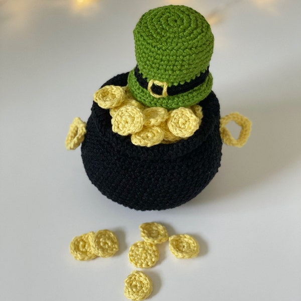 Pot of Gold and Leprechaun Hat Crochet Pattern - St Patrick’s Day Decor ...