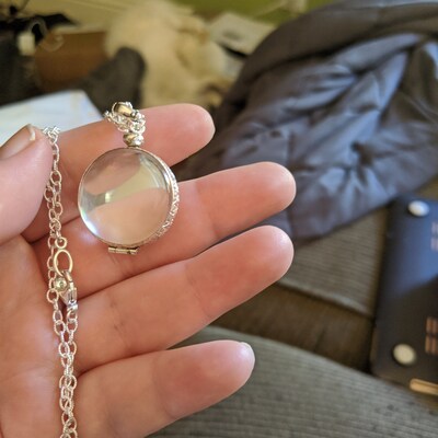 SOLID Sterling Silver Round Locket,double Sided Clear Glass Locket ...