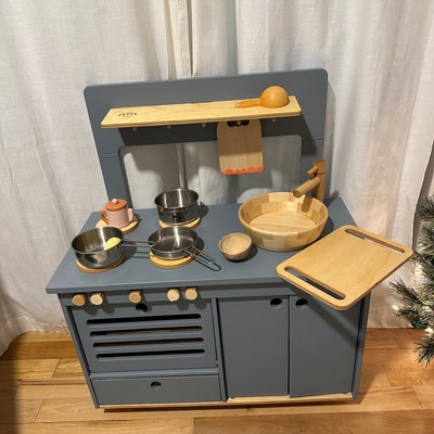 Dusty Blue Wooden Play Kitchen Kids Room Furniture - Etsy