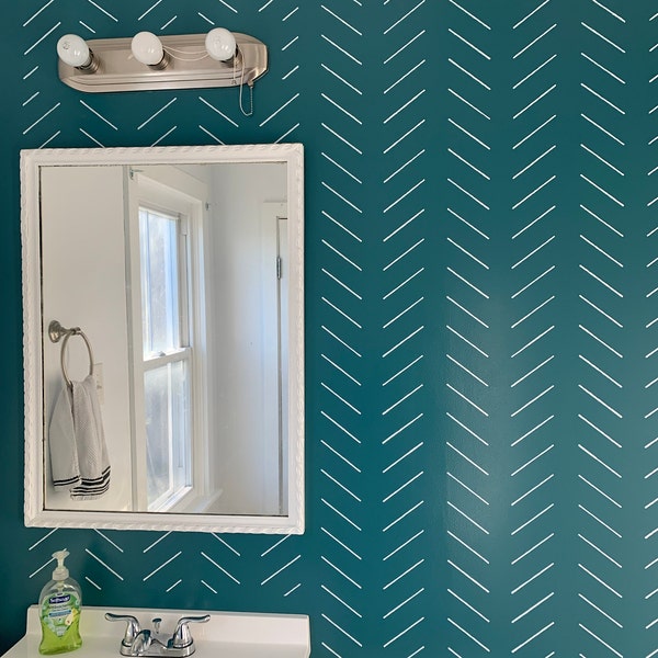 Geometric Wall Stencil | Square Plaid Wall Stencil | Diagonal Plaid ...