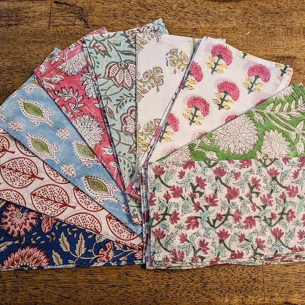 Assorted Napkins 50 Pack of Handblock Printed Napkin Set Cotton ...