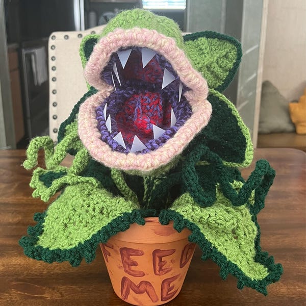 Mean Green Carnivorous Plant Crochet Pattern, Monster Crochet Sculpture ...