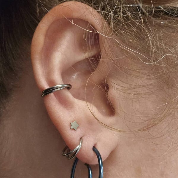 ASTM F136 Smooth Bar With Chain Loops Conch Earring, Conch Labret ...