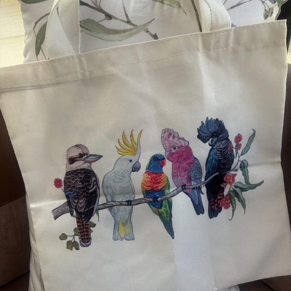 Australian Native Bird Print Kookaburra Black Cockatoo Rainbow Lorikeet ...