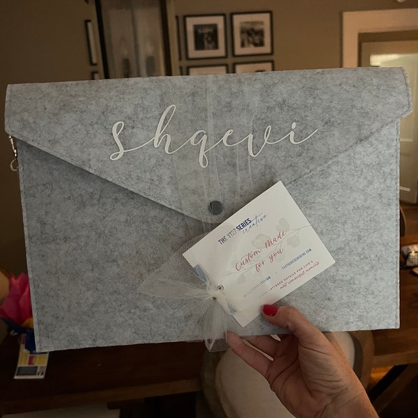 Personalized Grey/black Wedding Planning Felt File Folder, Wedding Day ...