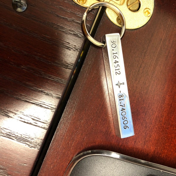 Custom Keyring, GPS Coordinates Keychain, Personalised Keychain, Custom ...