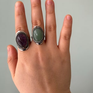 AMETHYST RING Oval Alpaca Silver Ring for Women Ring With - Etsy