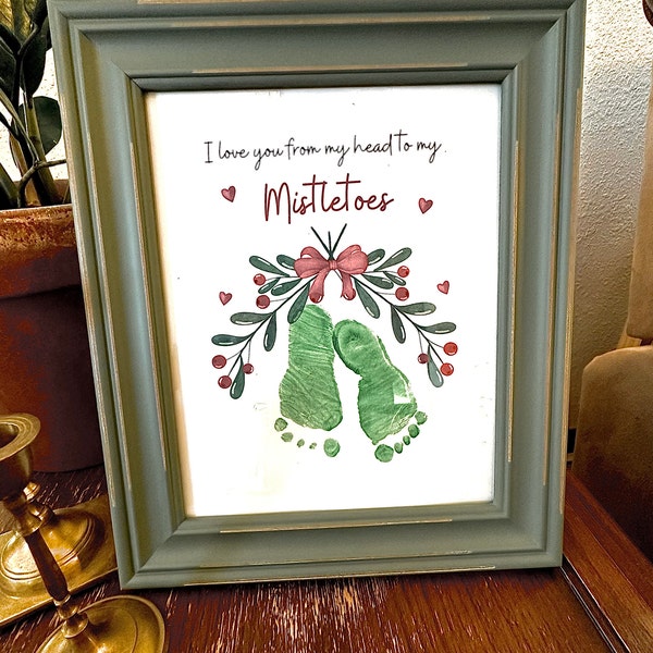 Mistletoe Christmas Footprint Art Craft, Holiday School Activity, Kids ...