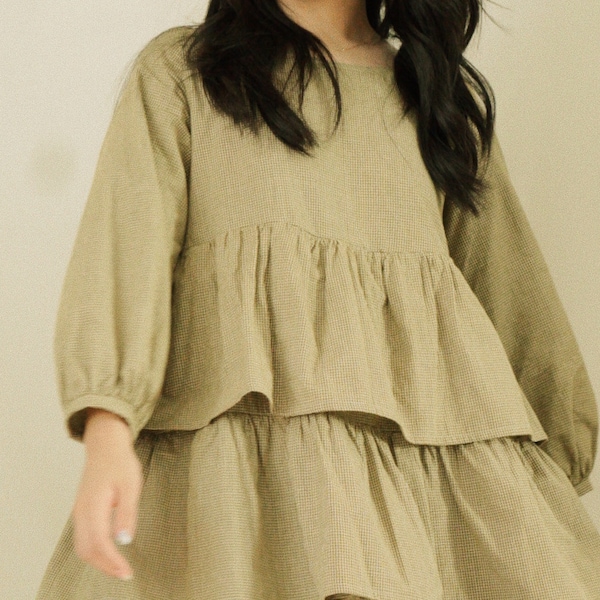 Tiered Ruffle Skirt Long Sleeve Dress Sewing Pattern - Etsy